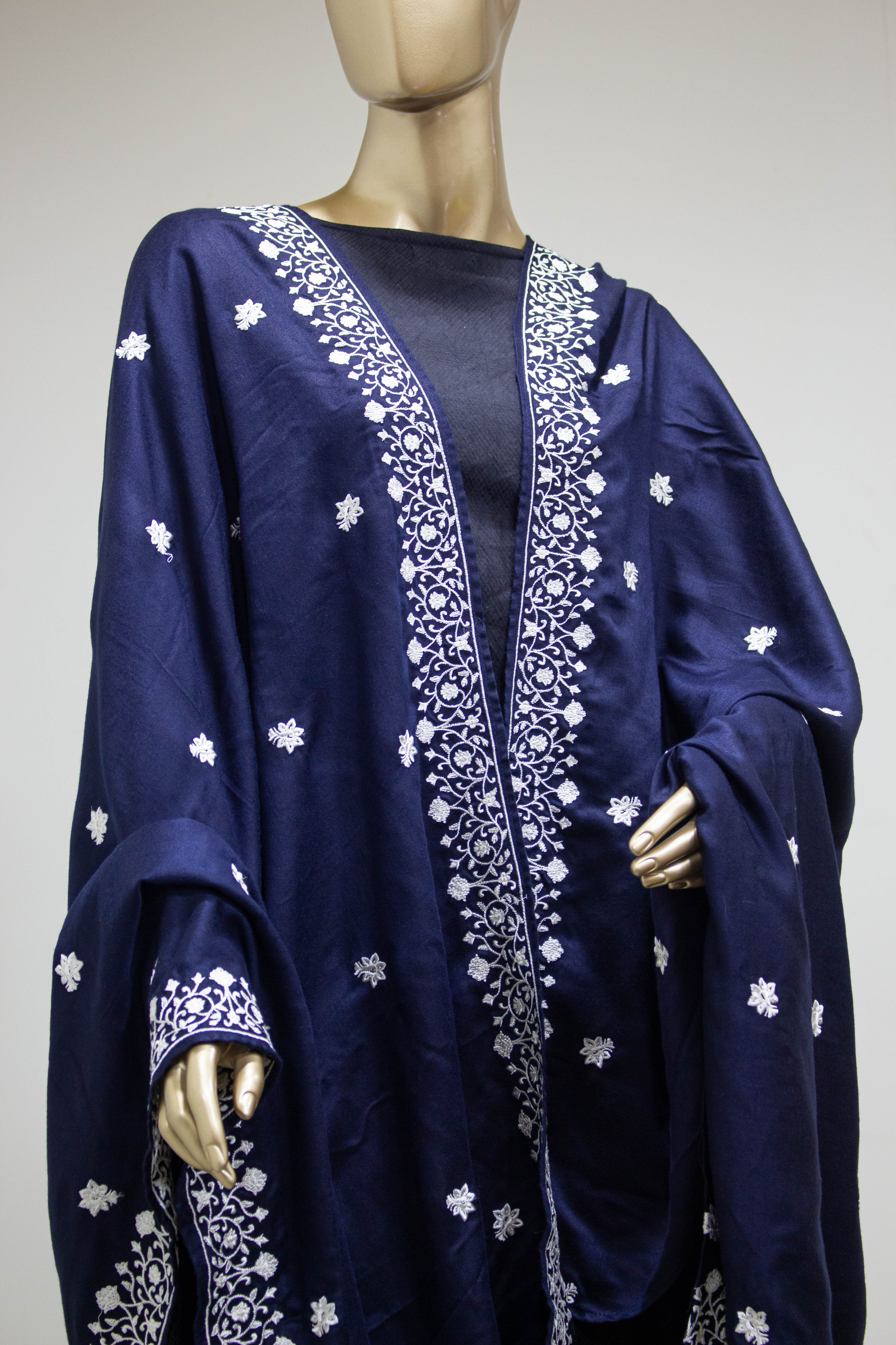 Blue Embroidered Pashmina Shawl – Mosaic Pakistan | Official Online Store